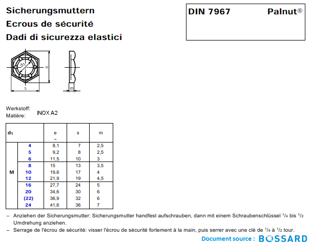 PALmoer RVS A2 Din 7967 - Veiligheidsmoer PAL - Zelfborgende moeren ...
